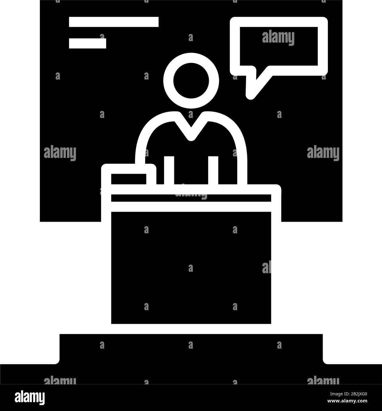 Meeting message black icon, concept illustration, vector flat symbol ...
