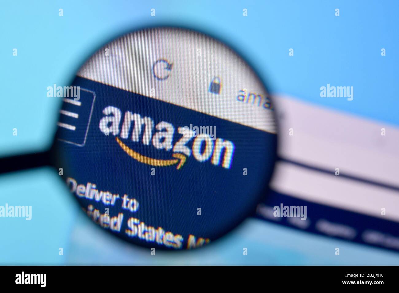 NY, USA - FEBRUARY 29, 2020: Homepage of amazon website on the display ...