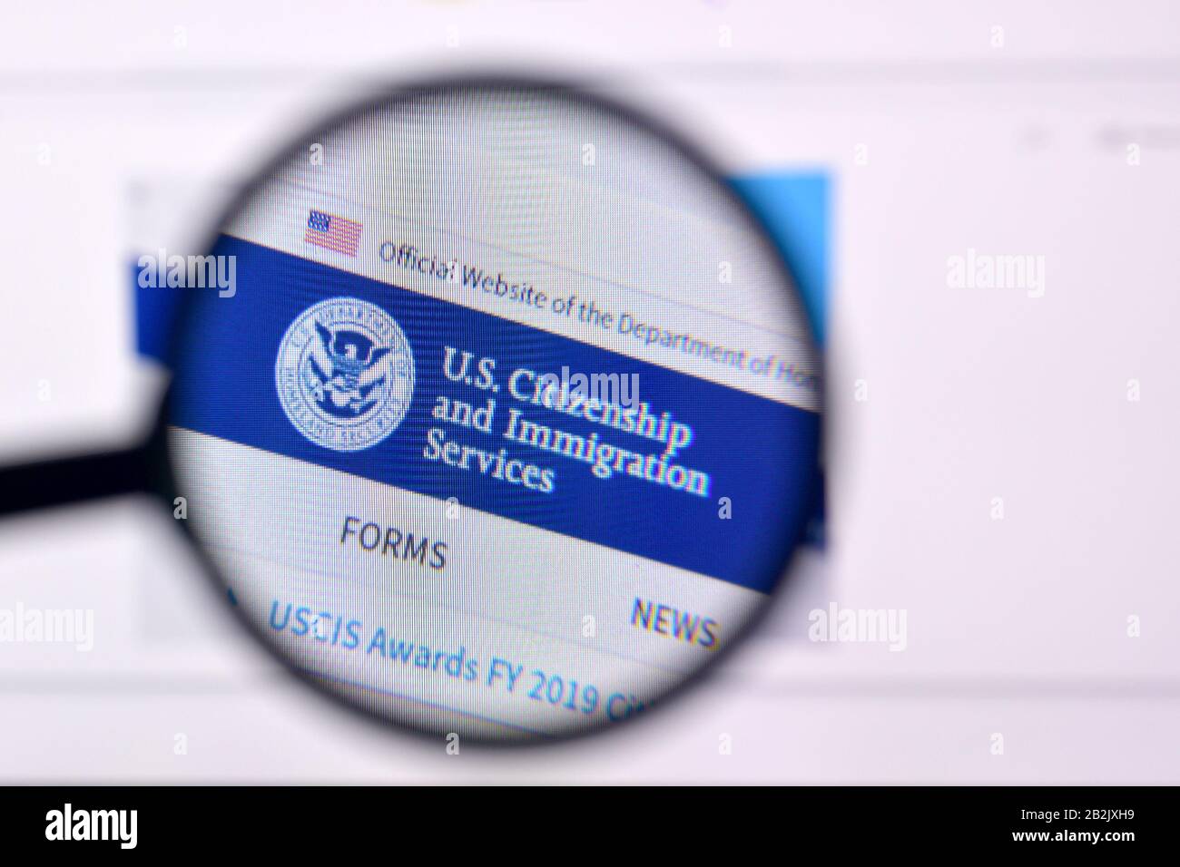 NY, USA - FEBRUARY 29, 2020: Homepage of uscis website on the display ...