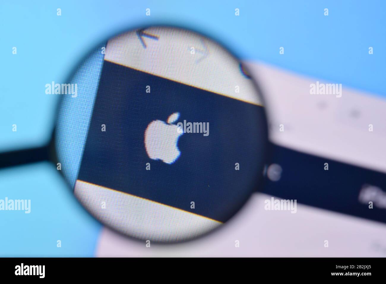 NY, USA - FEBRUARY 29, 2020: Homepage of apple website on the display ...