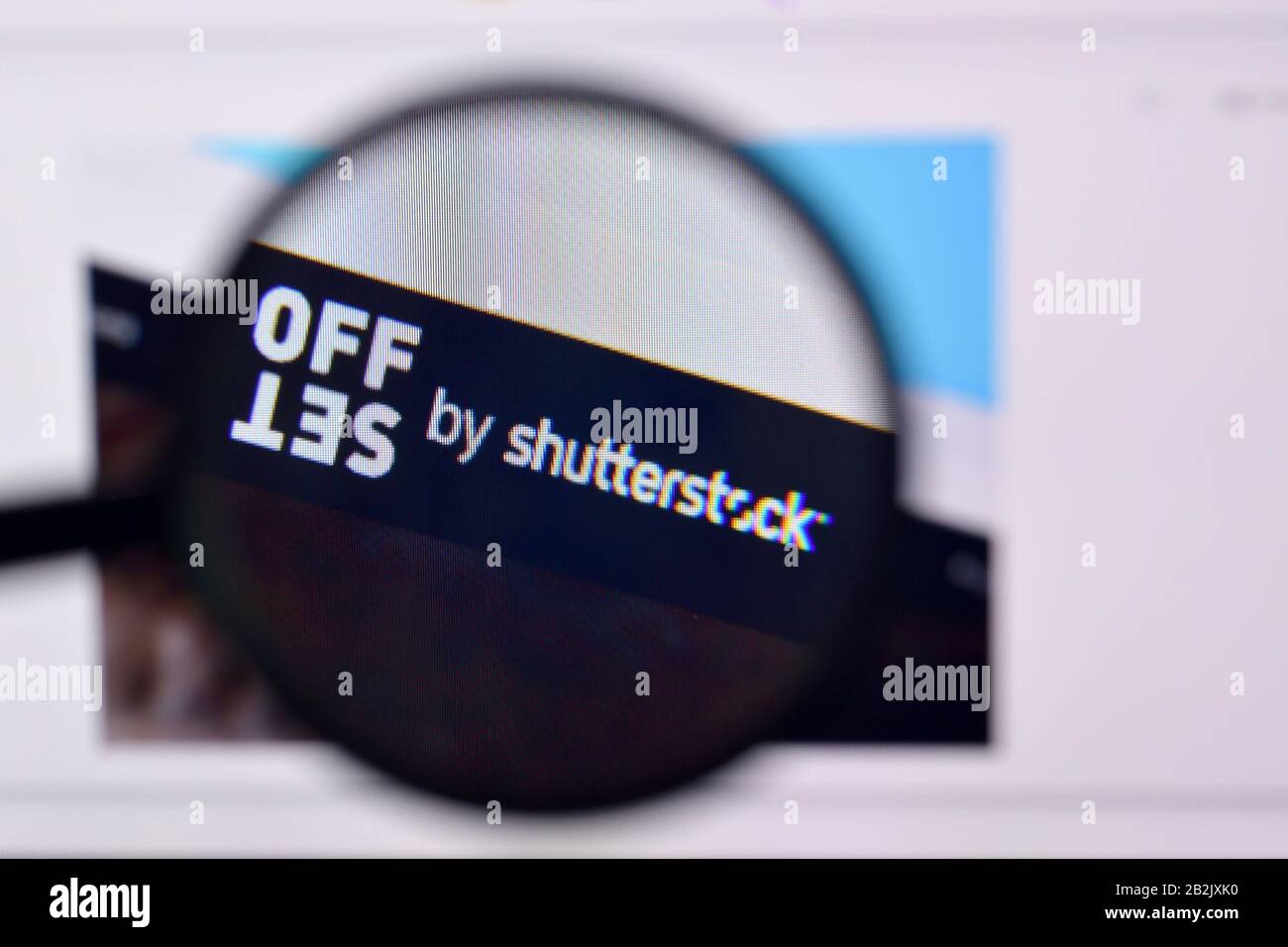 NY, USA - FEBRUARY 29, 2020: Homepage of offset website on the display ...