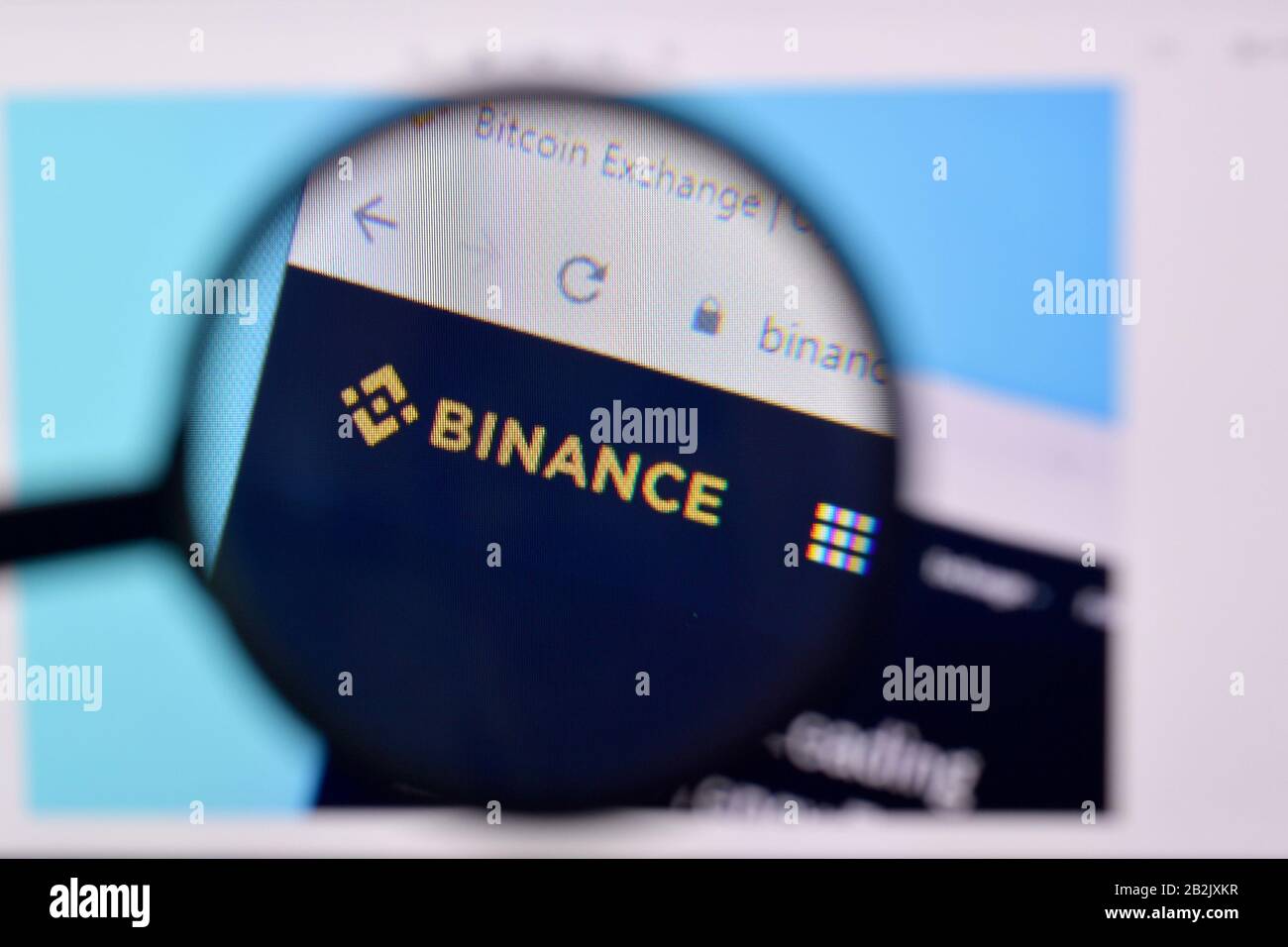 NY, USA - FEBRUARY 29, 2020: Homepage of binance website on the display ...