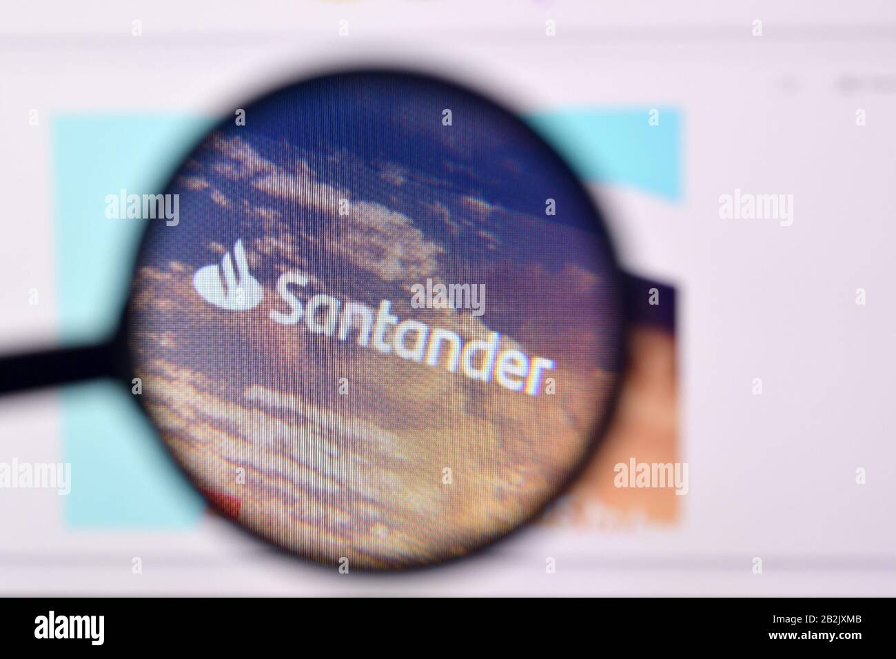 NY, USA - FEBRUARY 29, 2020: Homepage of santander website on the ...