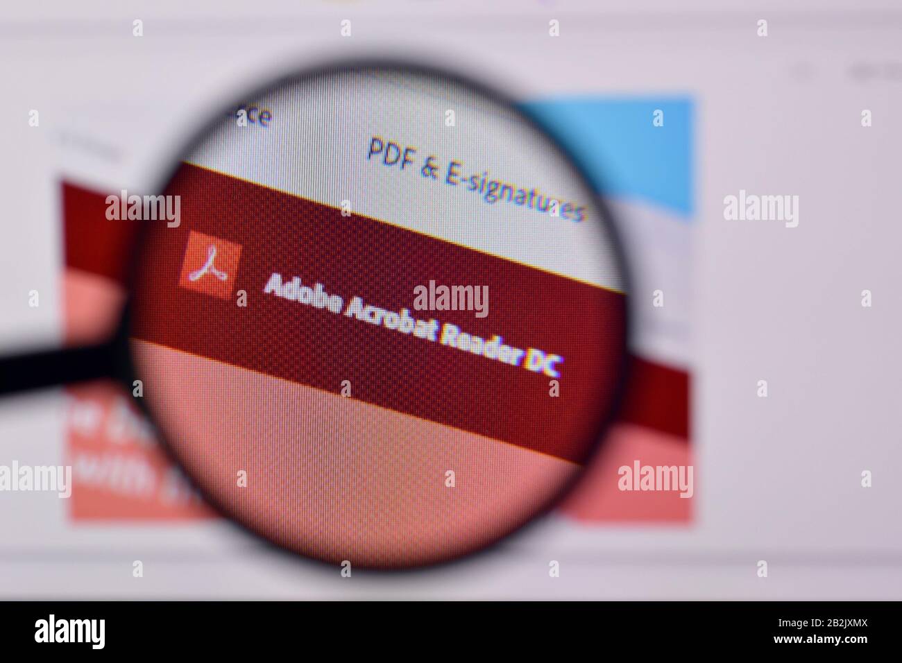 NY, USA - FEBRUARY 29, 2020: Web page of adobe acrobat reader product ...