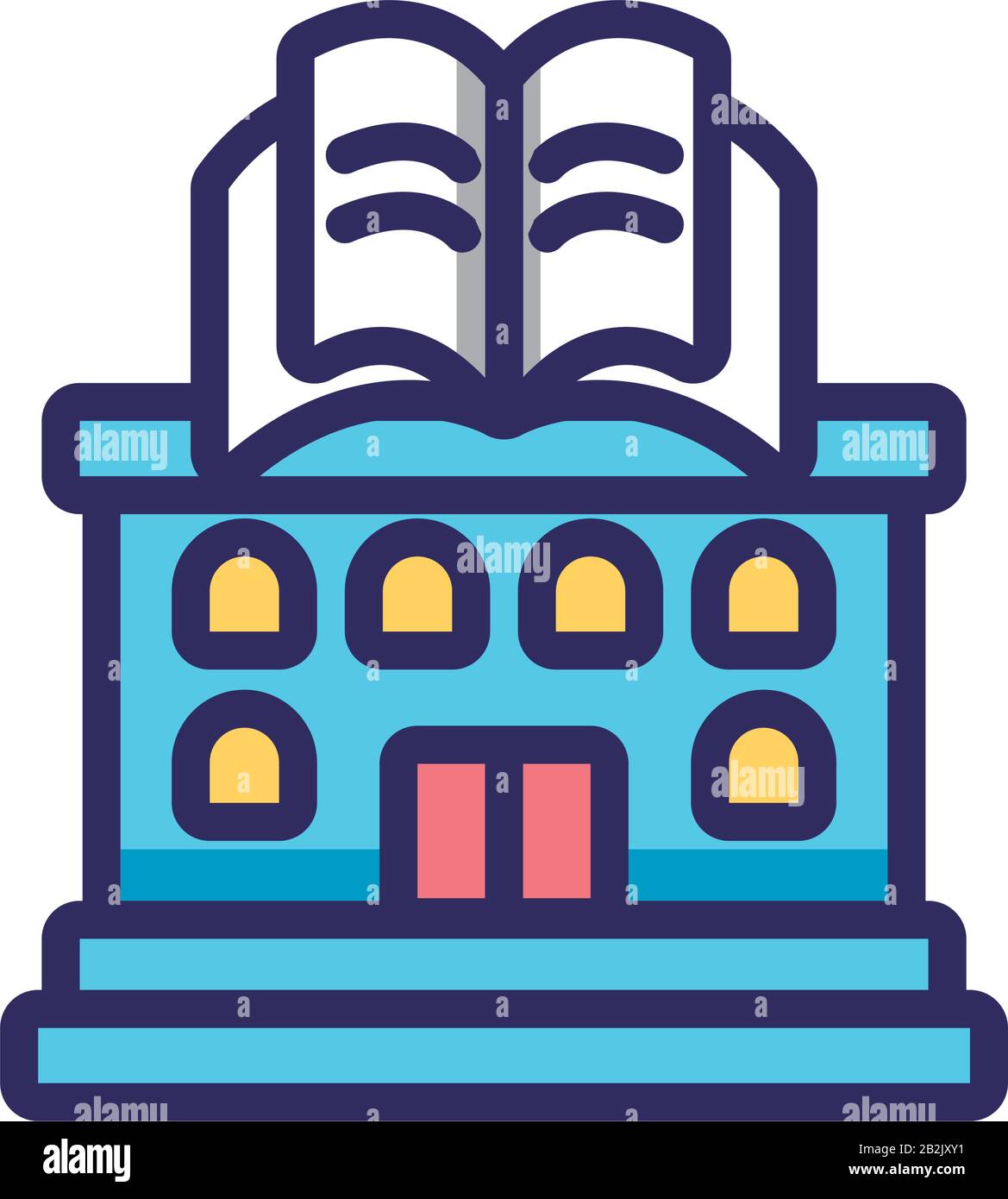 bookstore over white background, line and fill style icon, vector ...