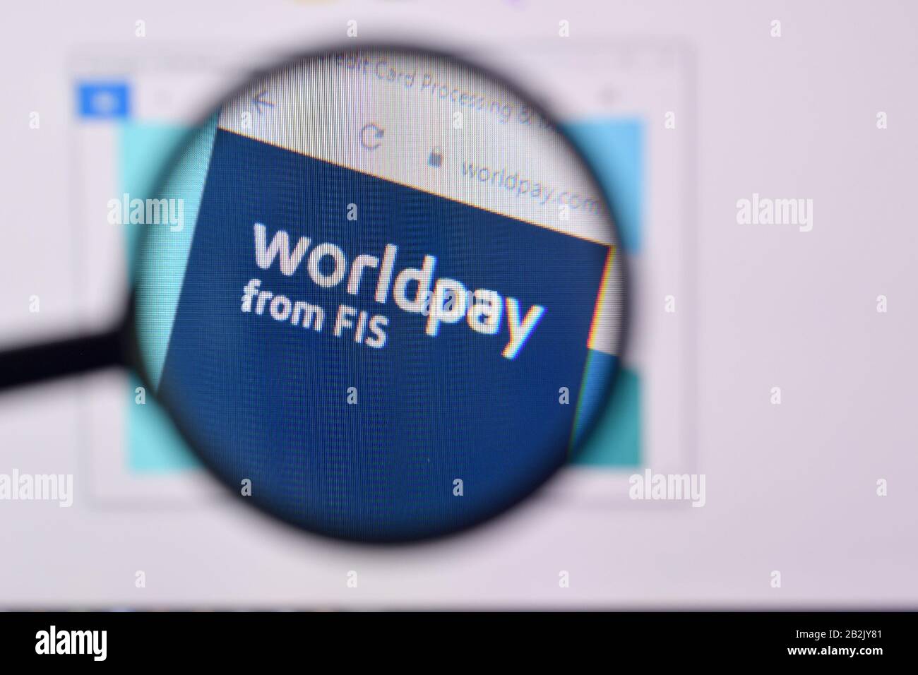 NY, USA - FEBRUARY 29, 2020: Homepage of worldpay website on the ...