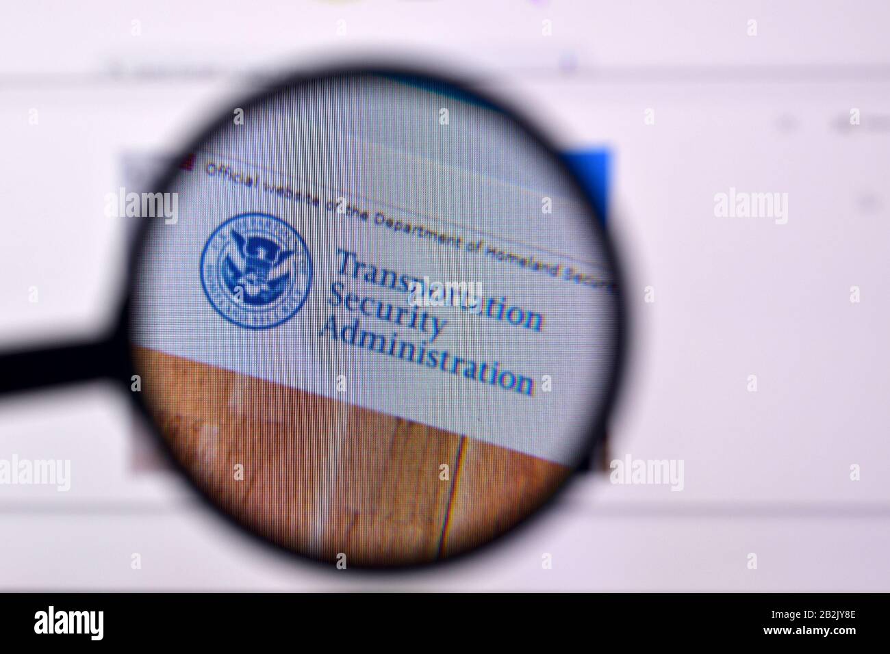 NY, USA - FEBRUARY 29, 2020: Homepage of tsa website on the display of ...