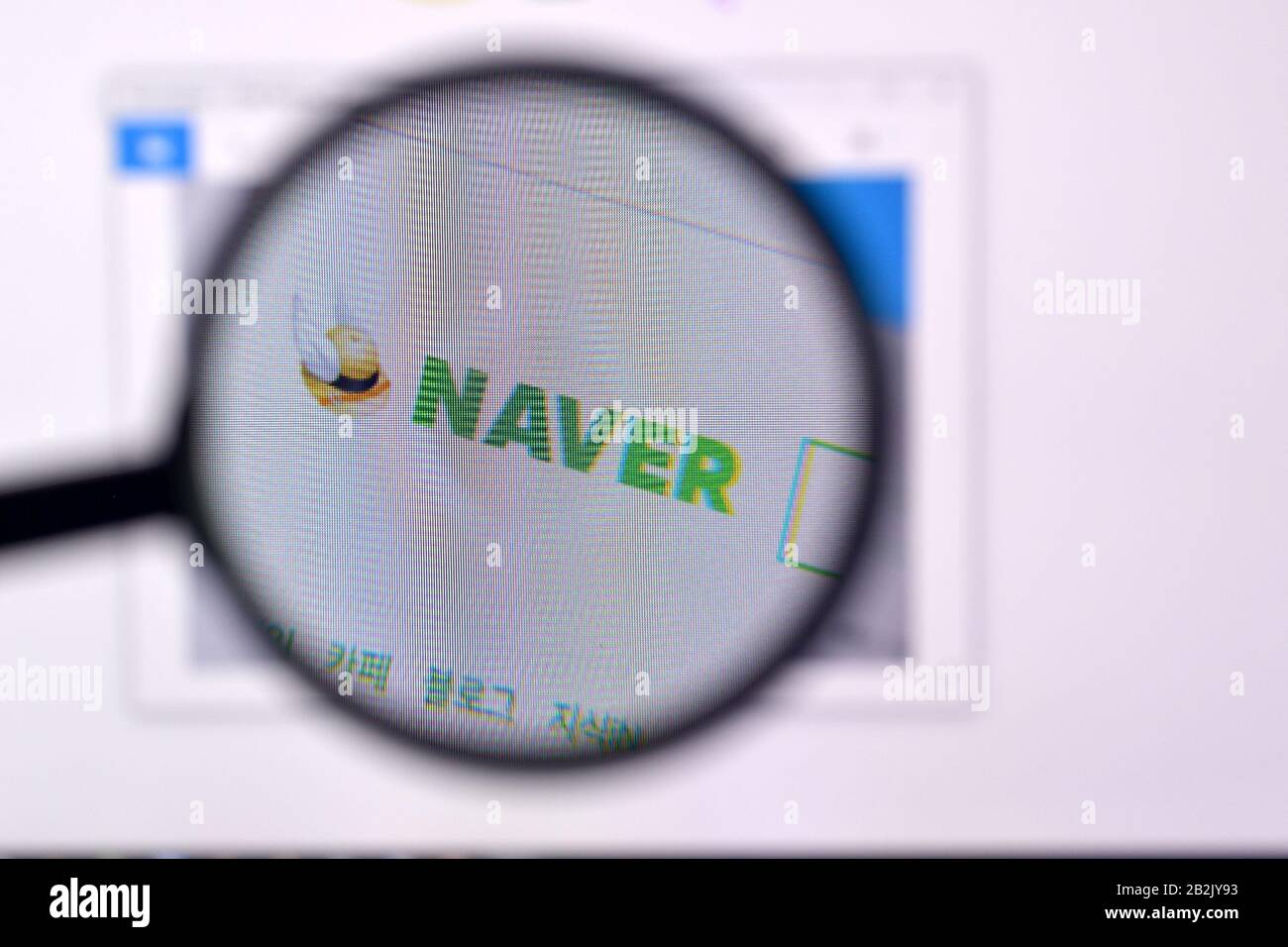 NY, USA - FEBRUARY 29, 2020: Homepage of naver website on the display ...