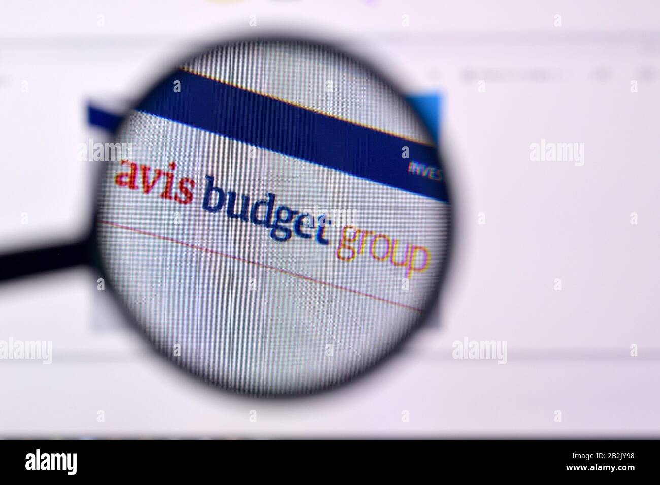 NY, USA - FEBRUARY 29, 2020: Homepage of avis budget group website on ...