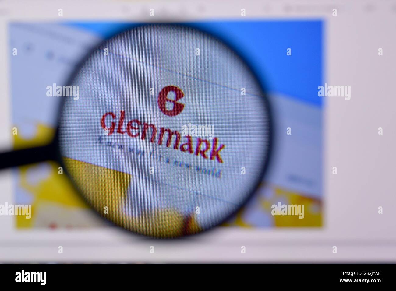 NY, USA - FEBRUARY 29, 2020: Homepage of glenmark pharma website on the ...