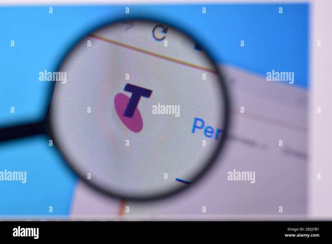 NY, USA - FEBRUARY 29, 2020: Homepage of telstra website on the display ...