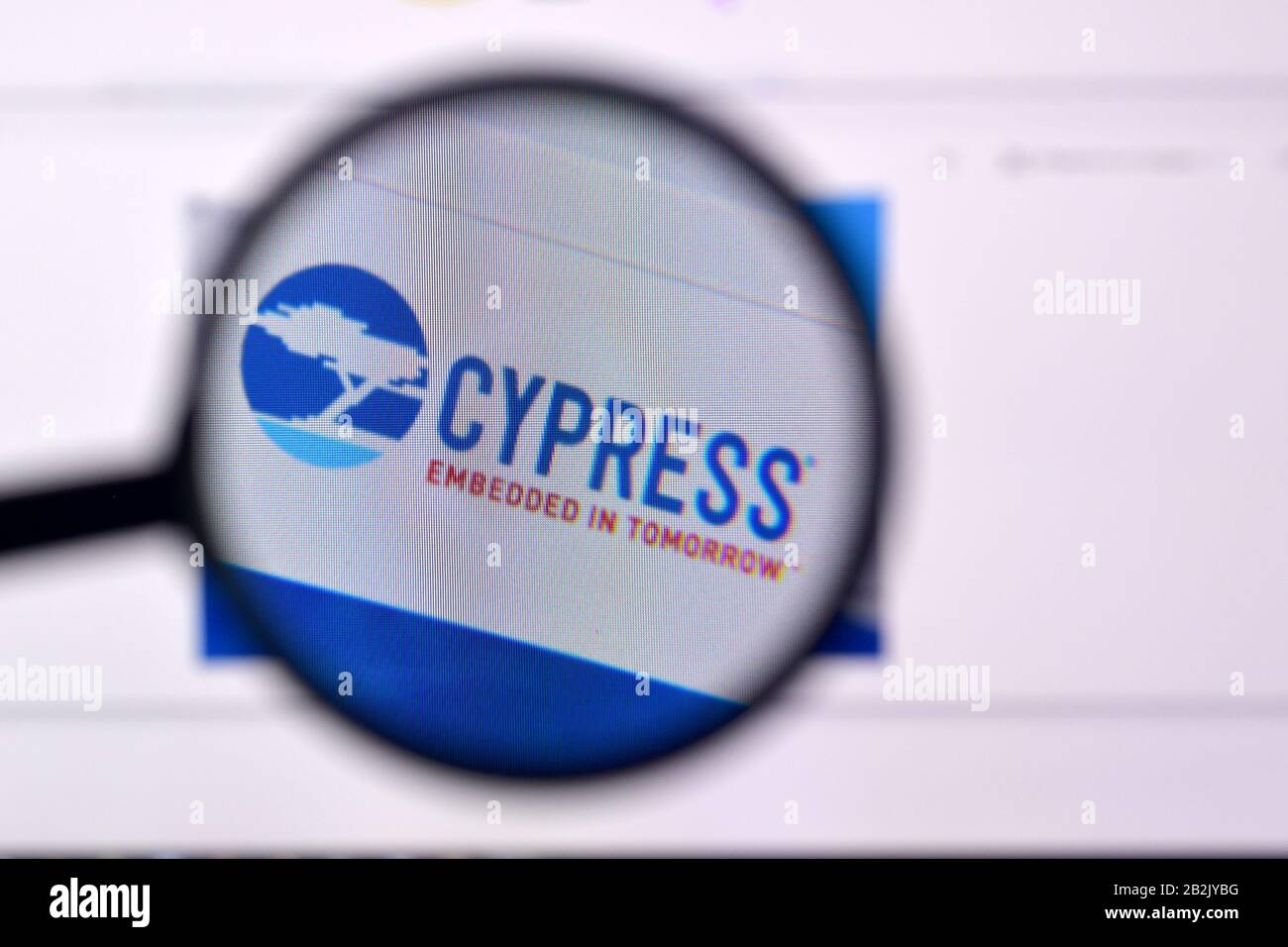 NY, USA - FEBRUARY 29, 2020: Homepage of cypress website on the display ...
