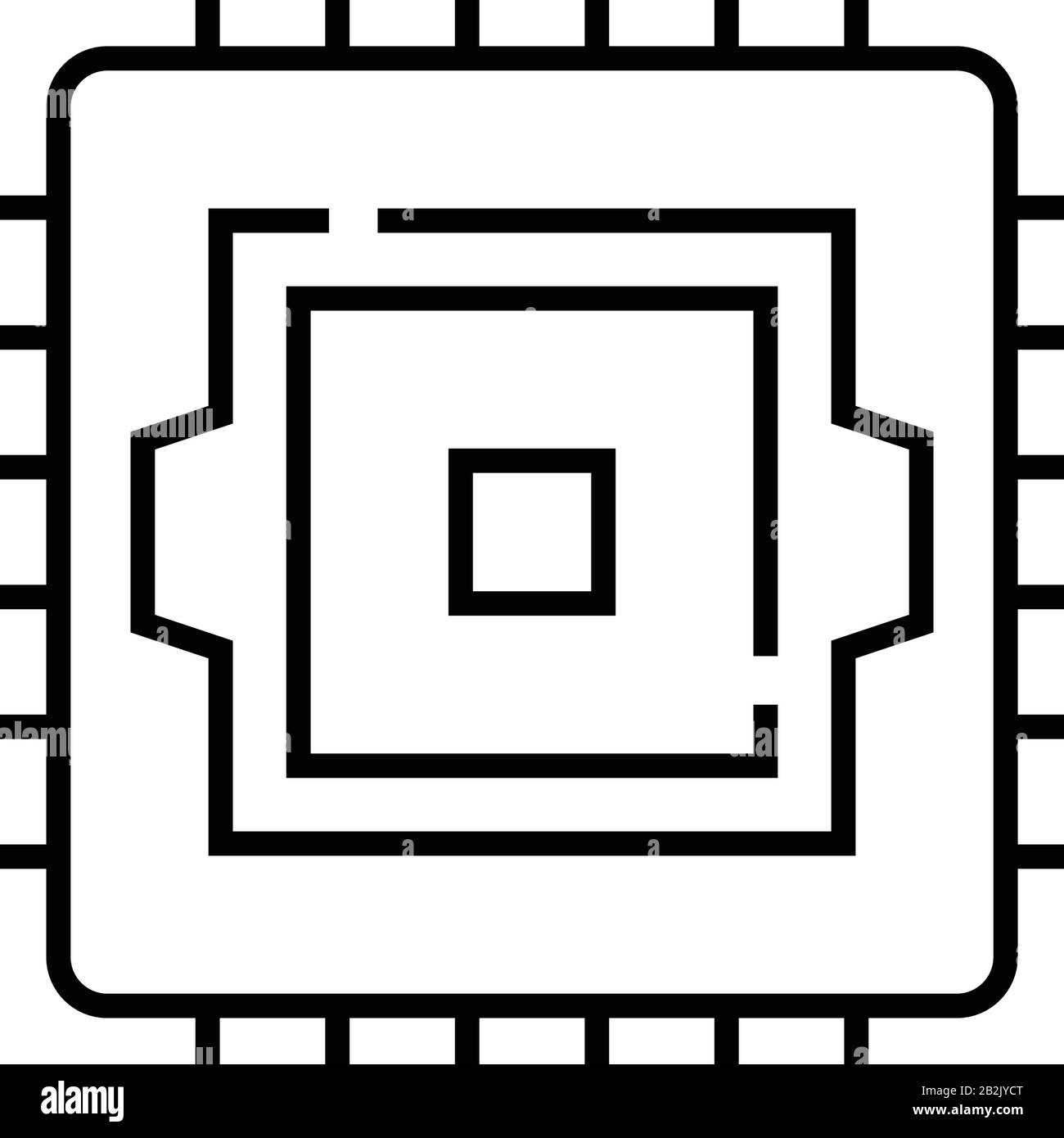 System chip line icon, concept sign, outline vector illustration ...