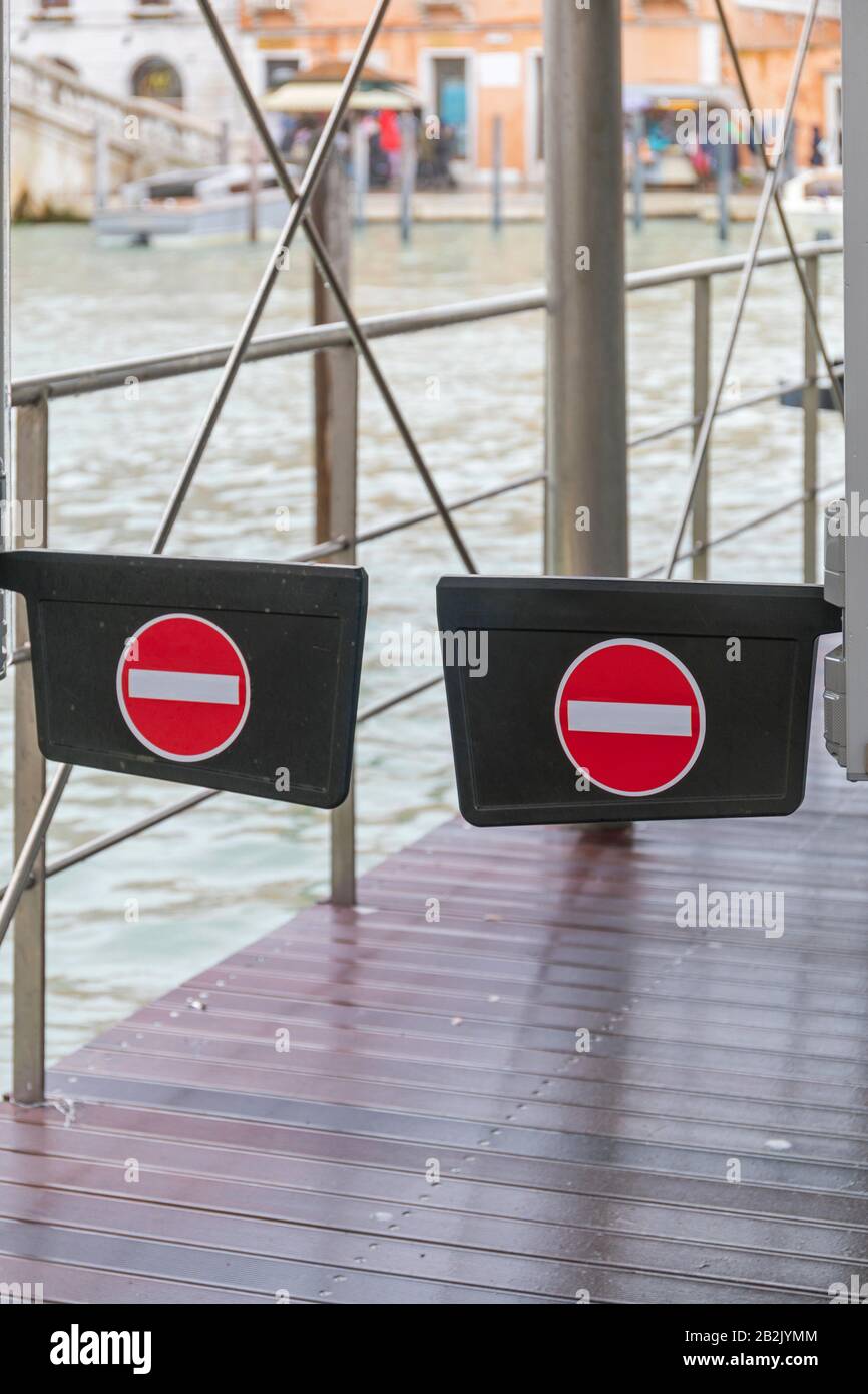 No Entry Sign at Public Transport Station Gate Stock Photo - Alamy