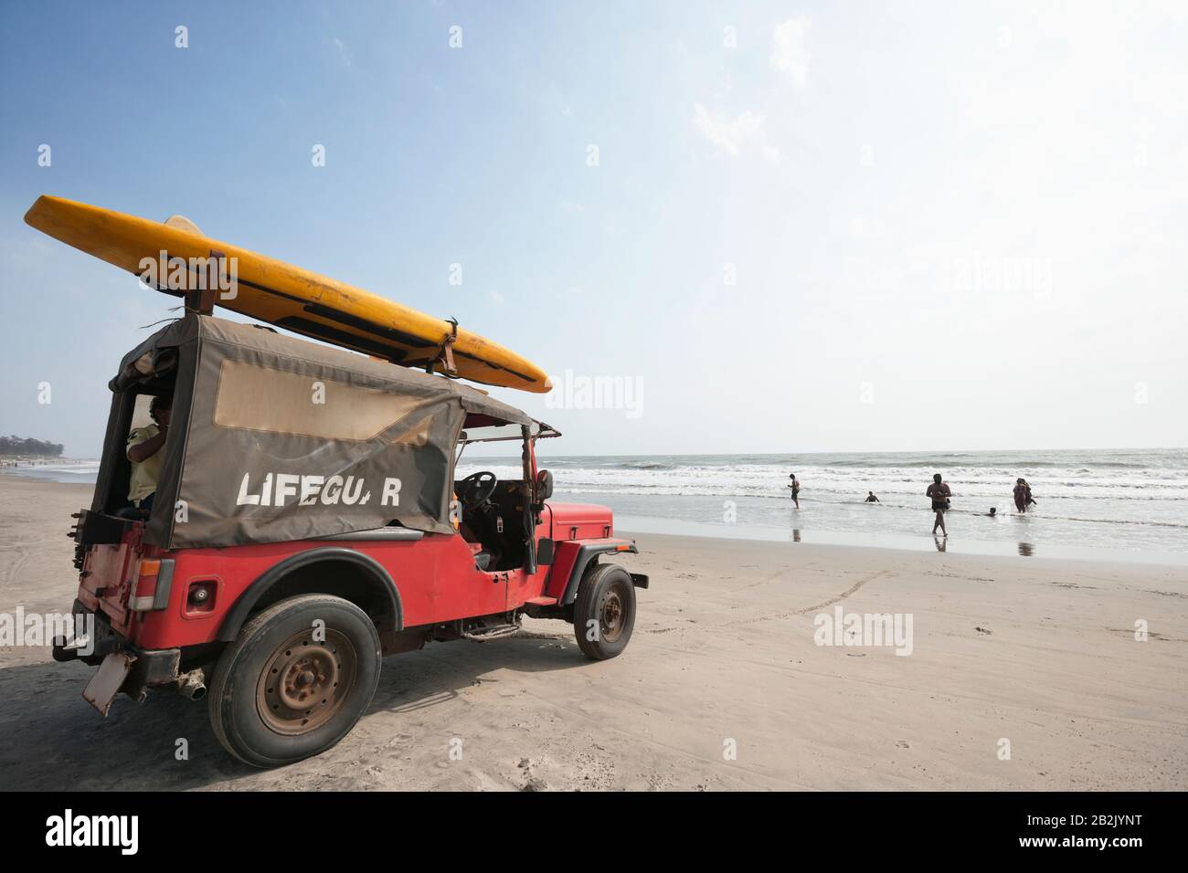 Lifeguard vehicle at Anjuna Beach, Goa, India Stock Photo - Alamy