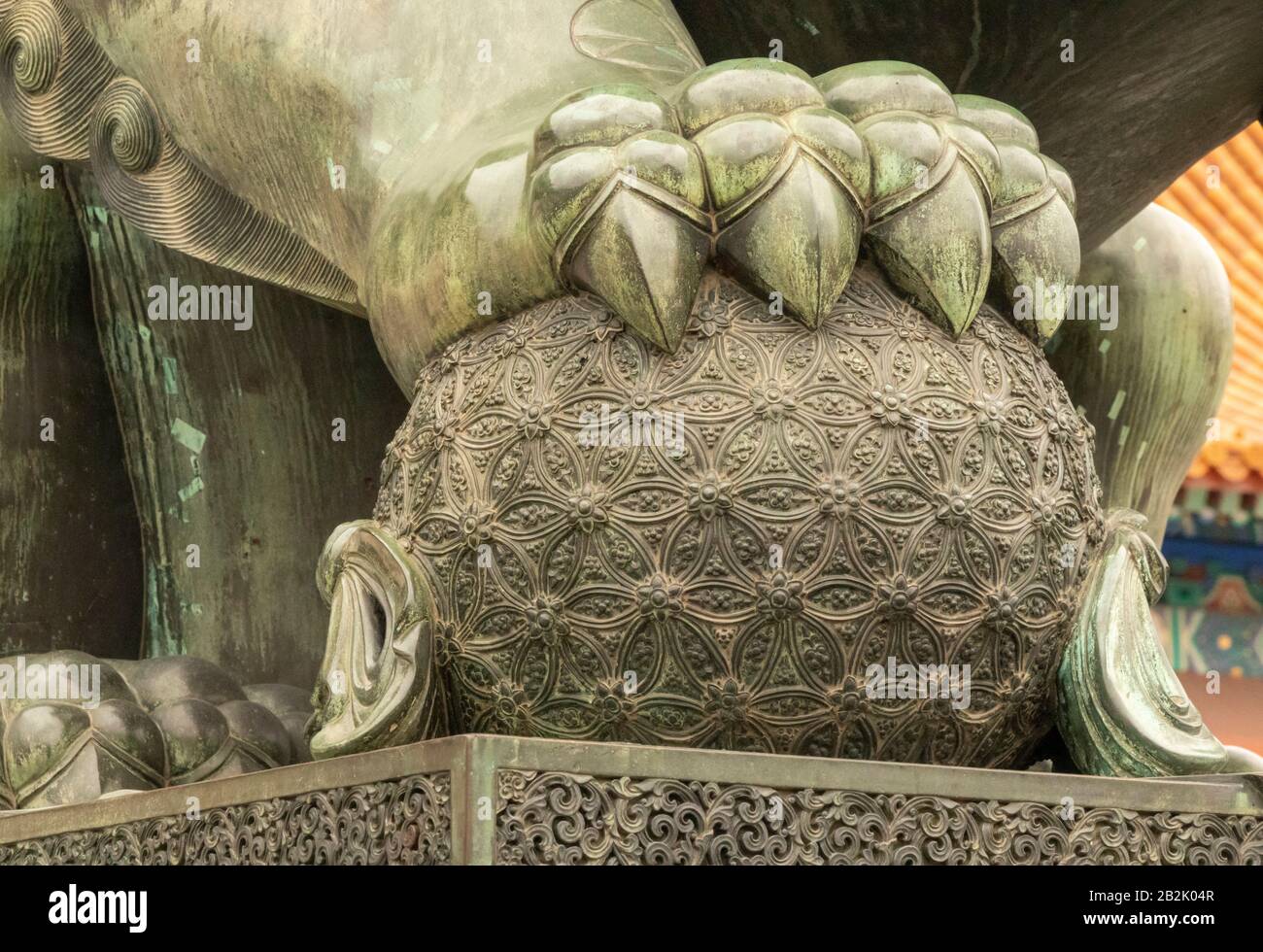 detail of A Ming Dynasty guardian lion, Hall of Supreme Harmony ...