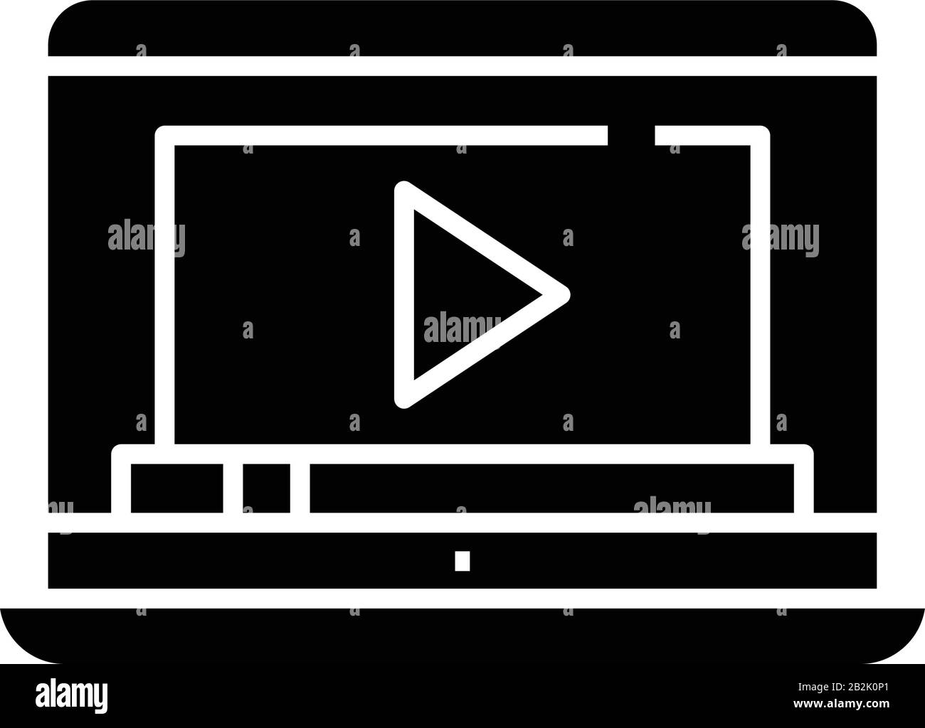 Online video black icon, concept illustration, vector flat symbol ...