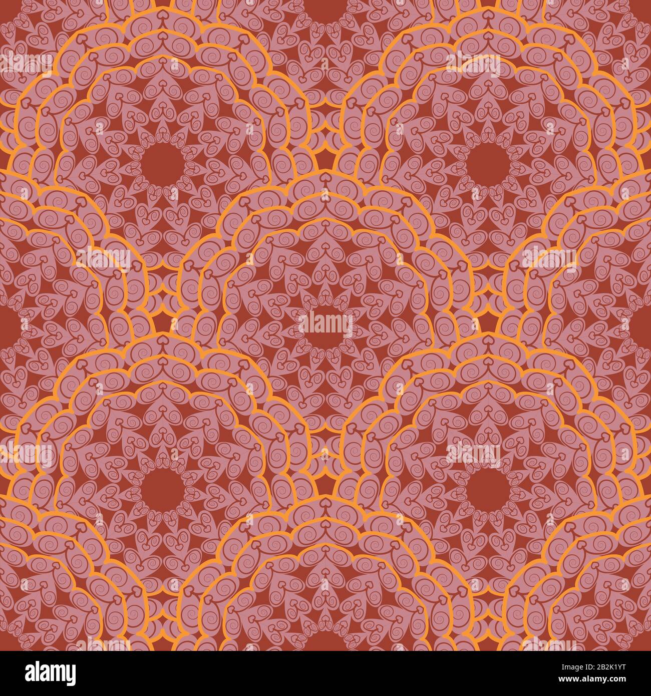 seamless pattern of red-orange floral ornament. Vector image Stock ...