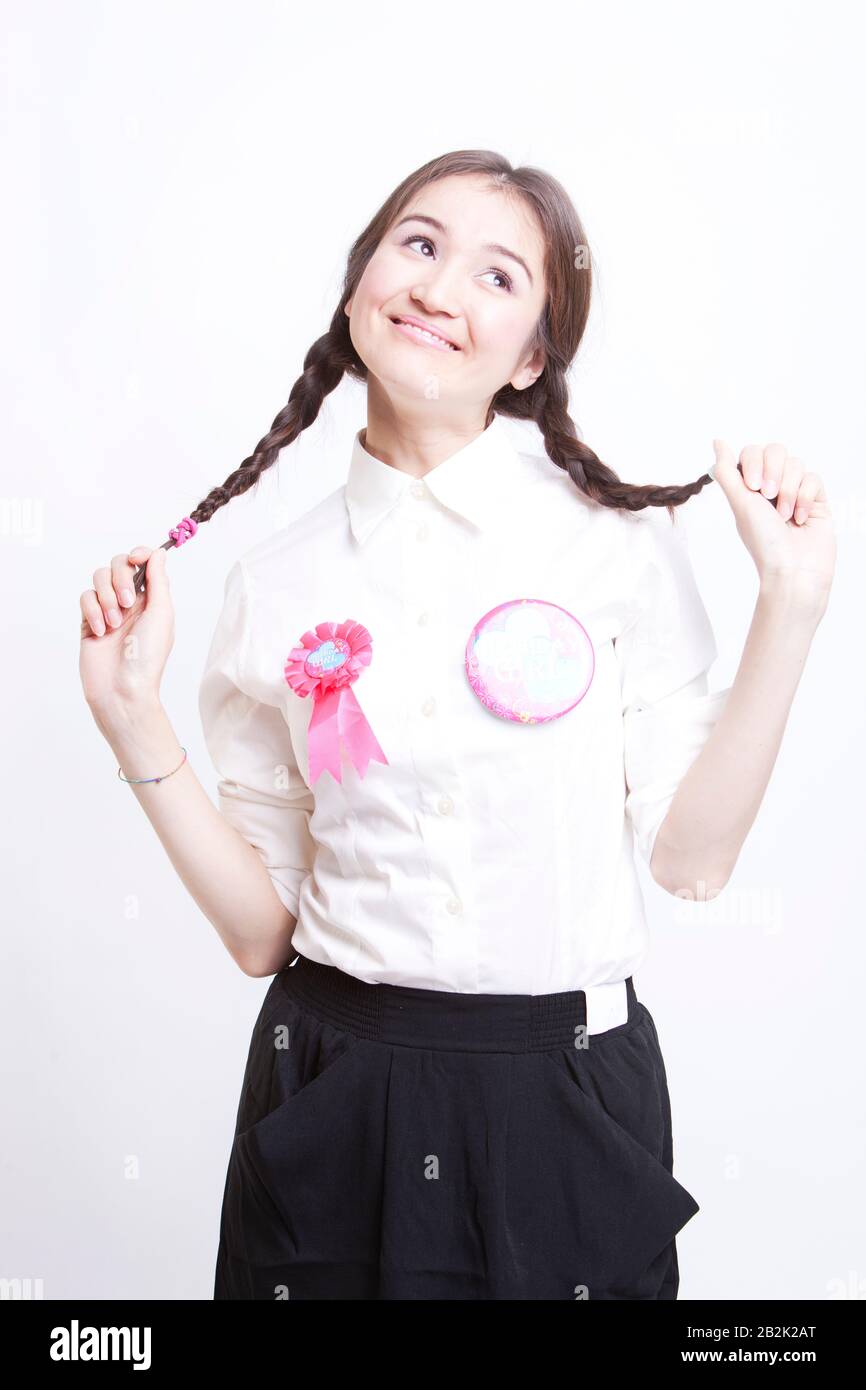 Woman pigtails in white hi-res stock photography and images - Alamy