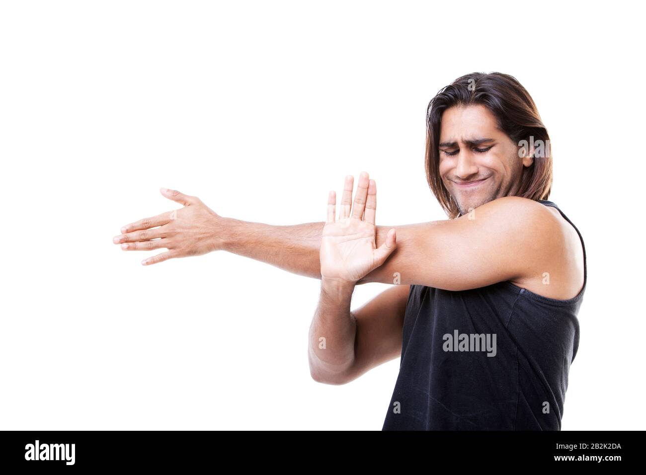 man stretching arms strong Stock Photo - Alamy