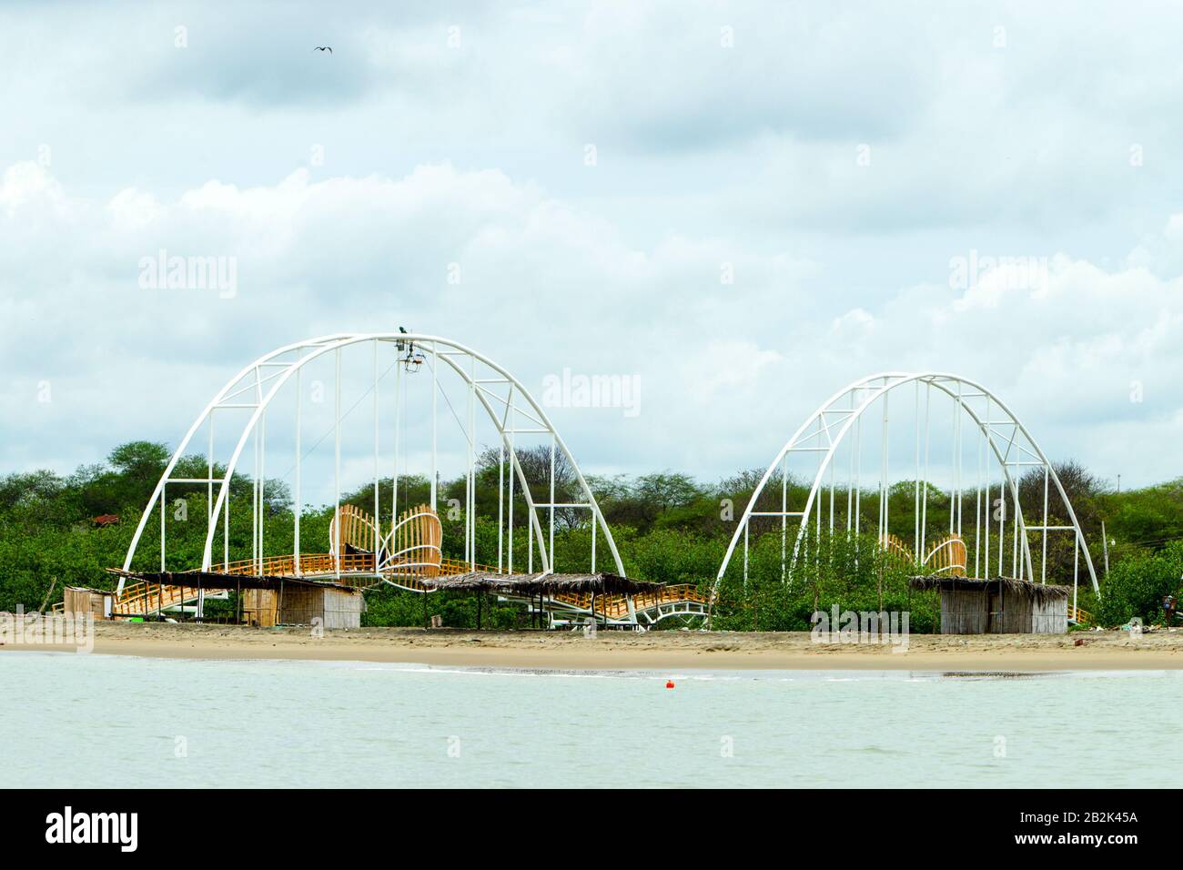 Double Bridge Made By Gas Pipes In Puna Island Ecuador Stock Photo - Alamy