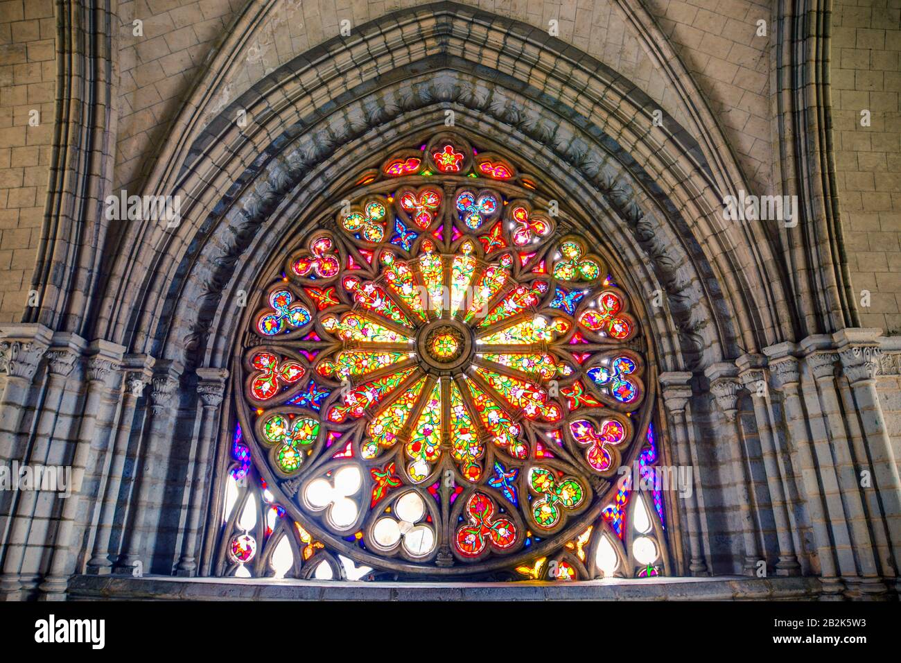 Stained Glass Window In Basilica Del Voto Nacional Quito Ecuador Stock ...