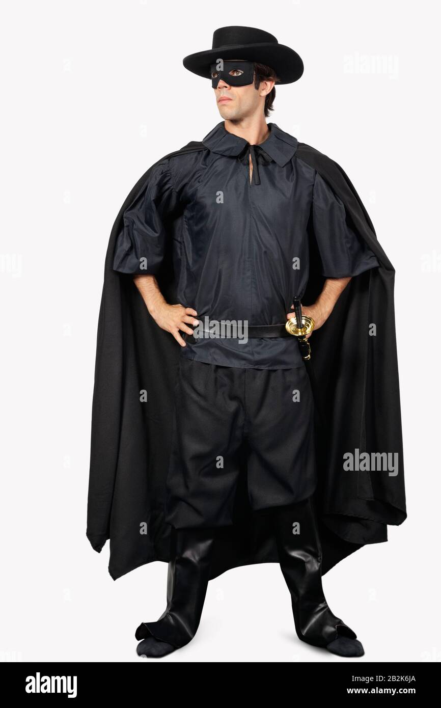 Man dressed as zorro Cut Out Stock Images & Pictures - Alamy