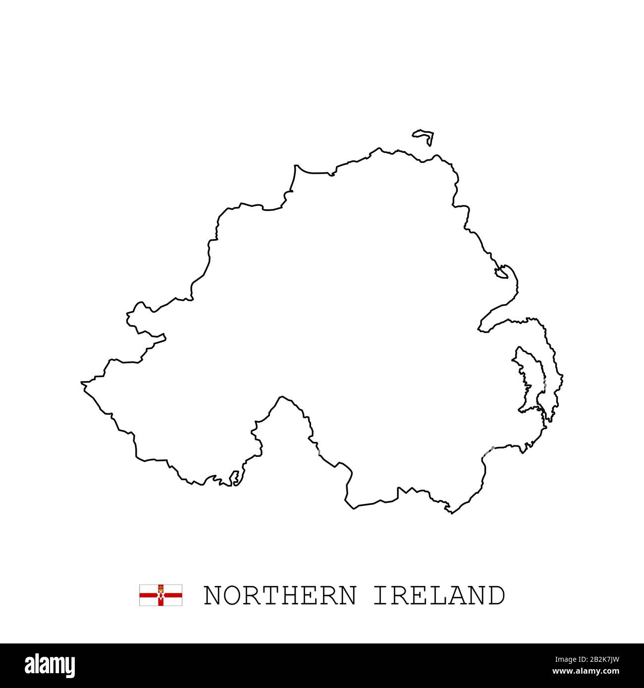 Northern Ireland map line, linear thin vector. Northern Ireland simple ...