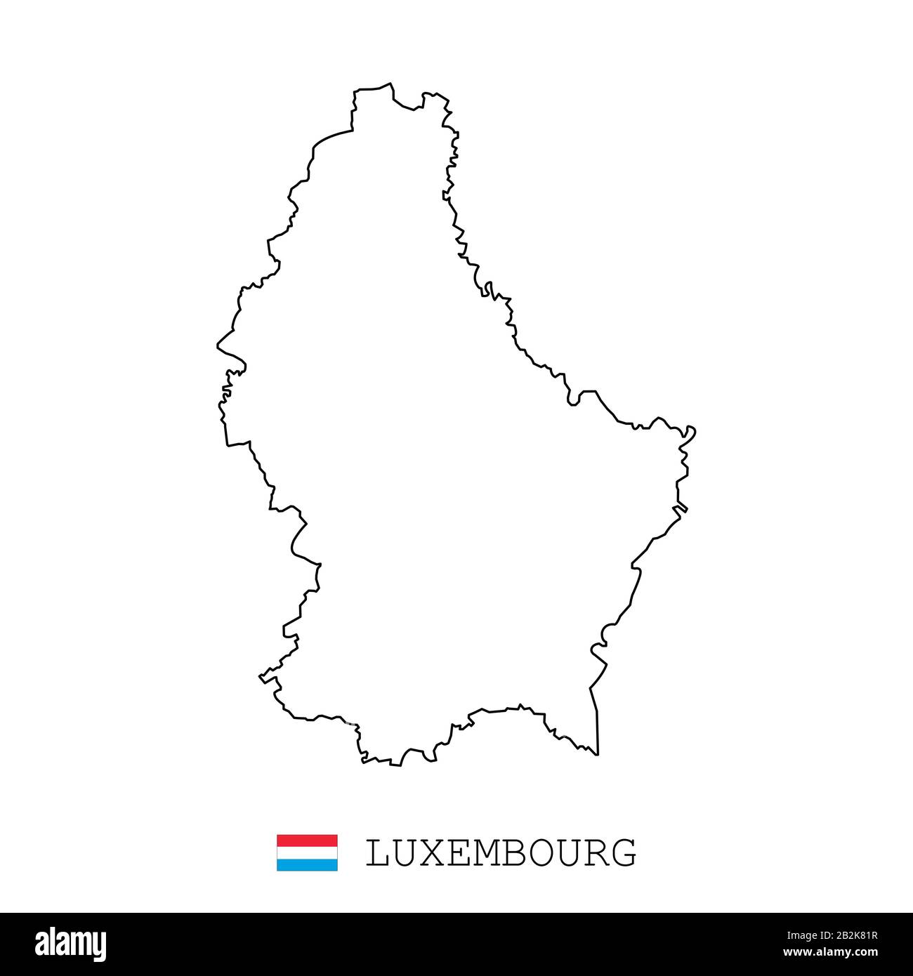 Luxembourg map line, linear thin vector. Luxembourg simple map and flag ...