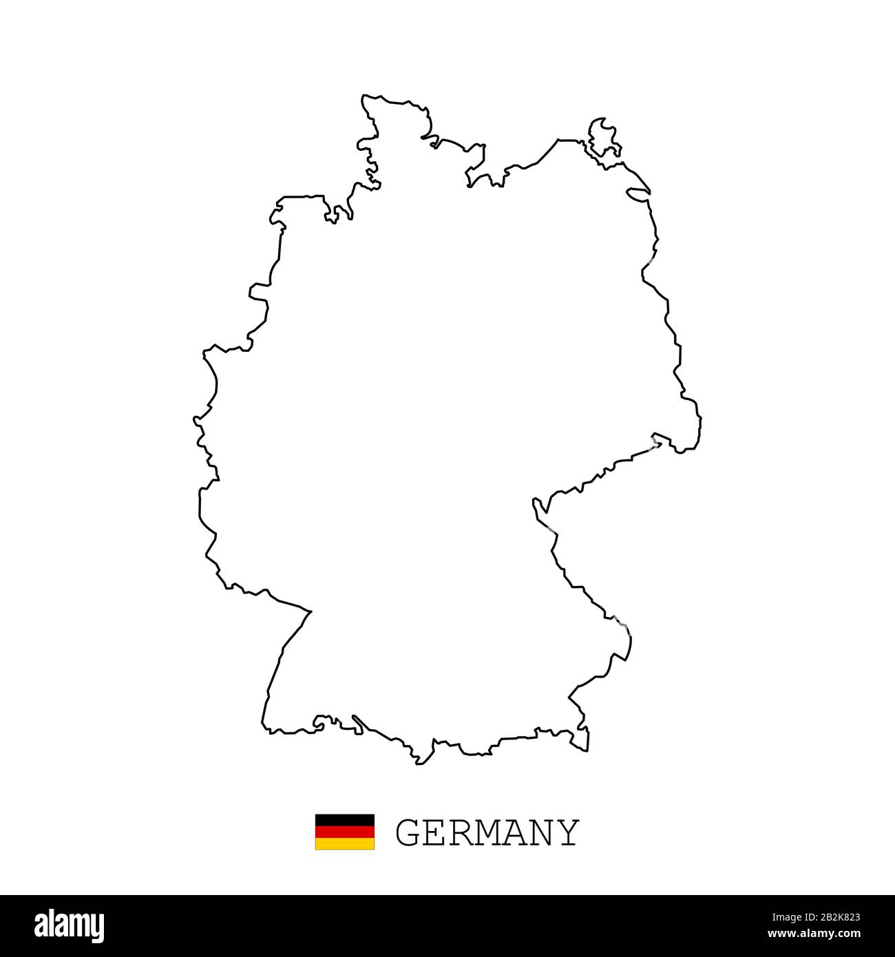 Germany map line, linear thin vector. Germany simple map and flag Stock ...