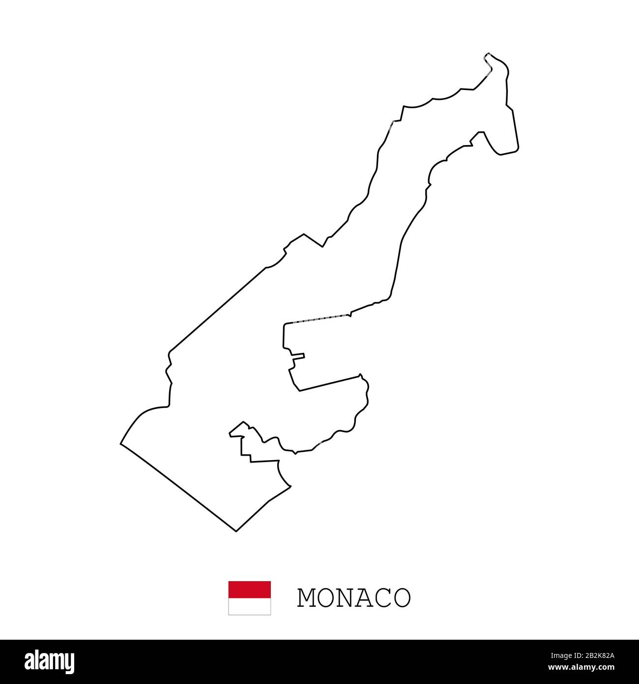 Monaco map line, linear thin vector. Monaco simple map and flag Stock ...