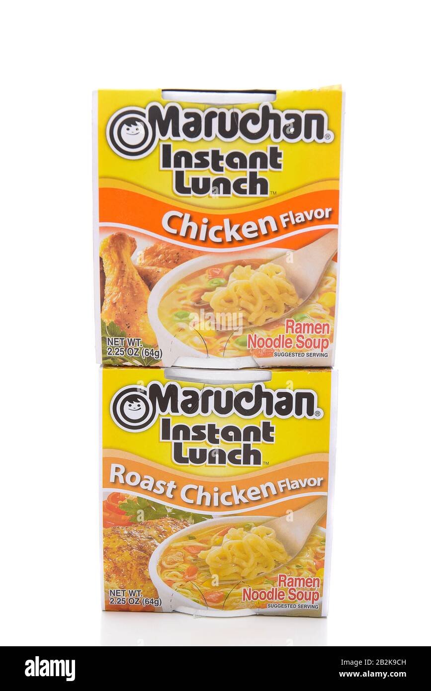 IRVINE, CALIFORNIA - MARCH 10, 2018: Maruchan Instant Lunch two Flavors ...