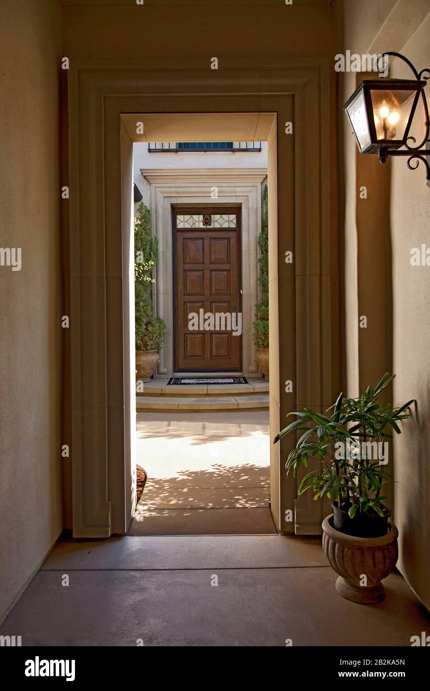 View through doorway of luxury villa Stock Photo - Alamy