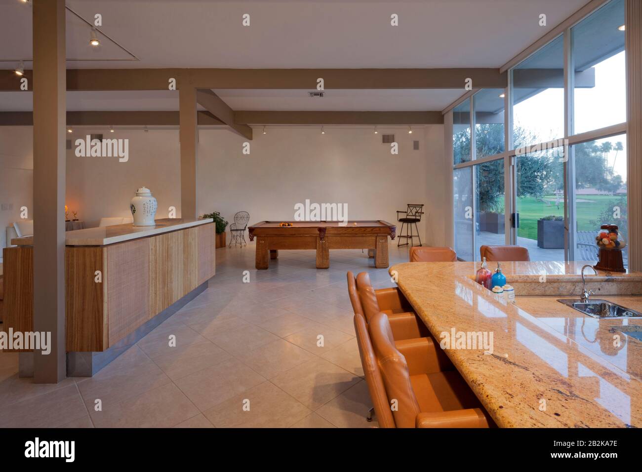 Living room with billiard table Stock Photo - Alamy