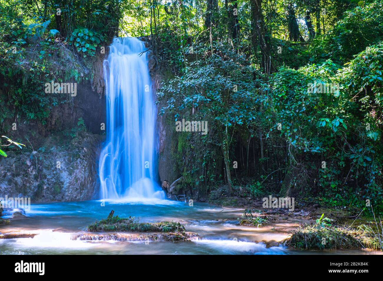 Agua Azul means "Blue Water" waterfalls in Chiapas, Mexico Stock Photo ...