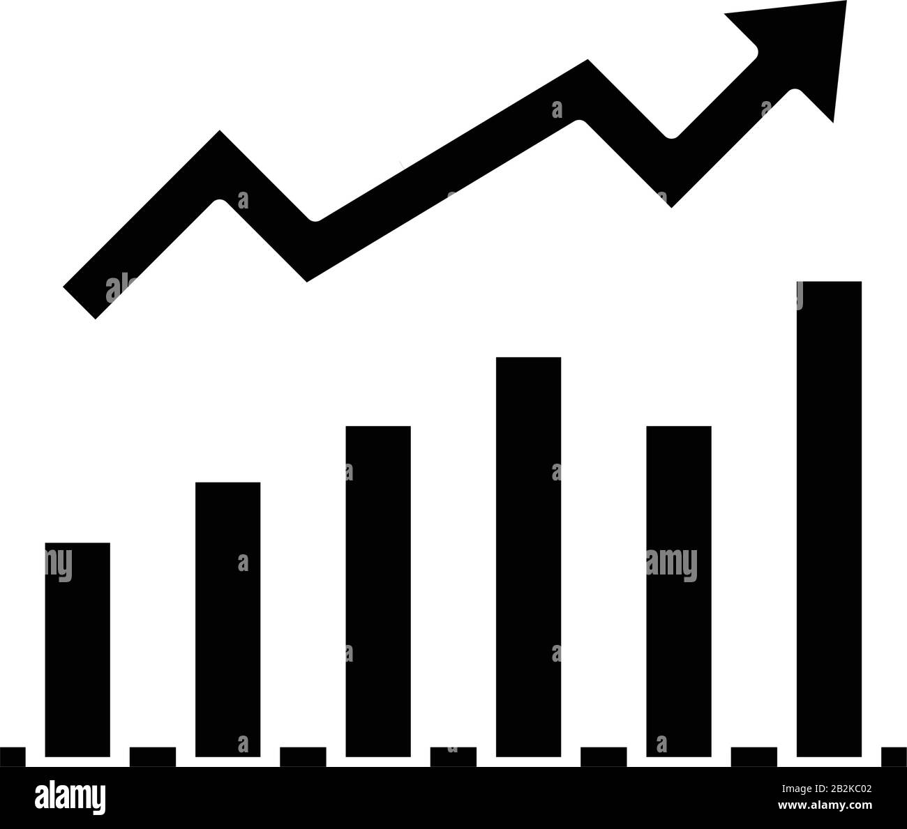 Market performance black icon, concept illustration, vector flat symbol ...