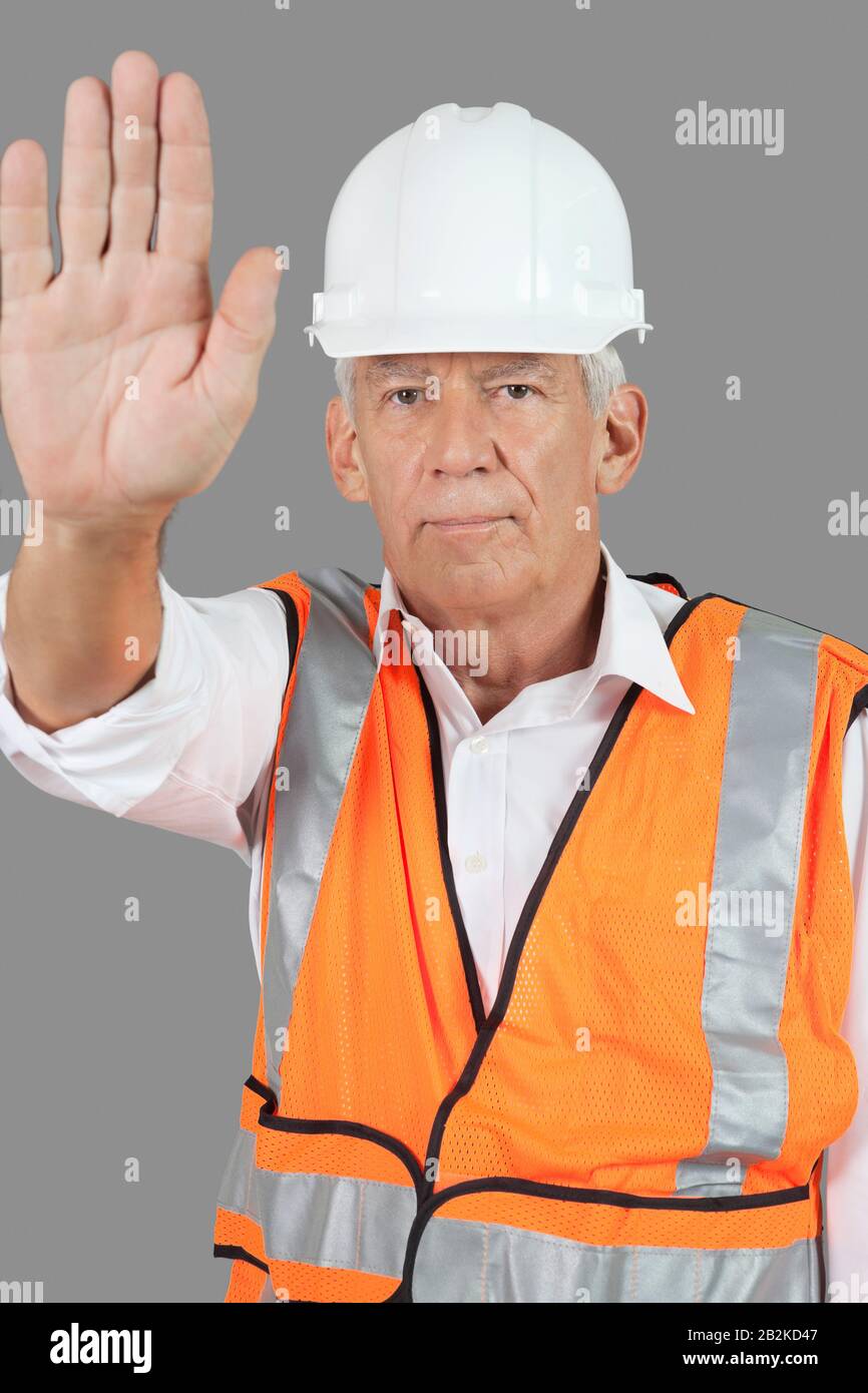Stop sign construction man hard hi-res stock photography and images - Alamy