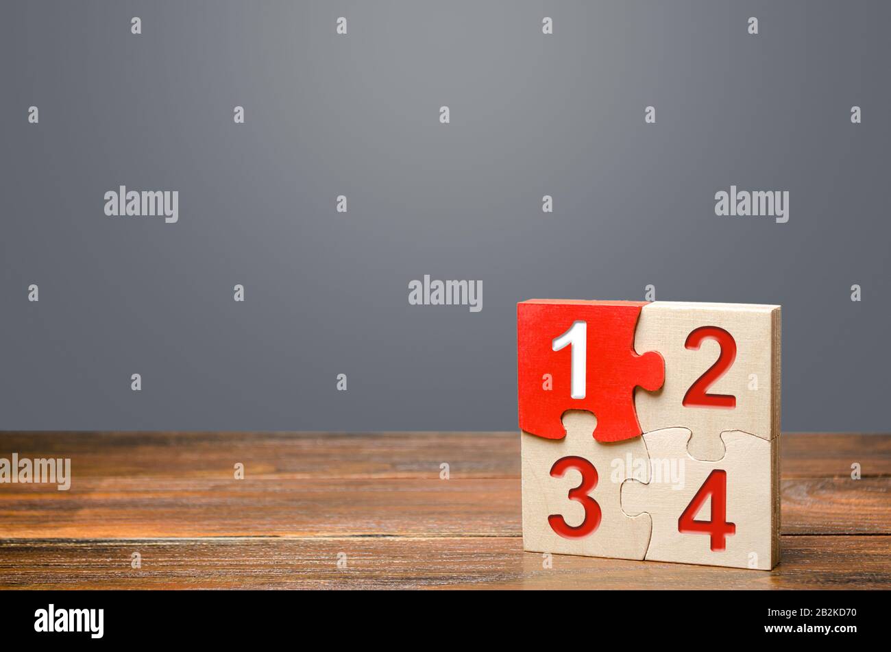 Set of four puzzles with numbers. Contract road map. Organization and ...