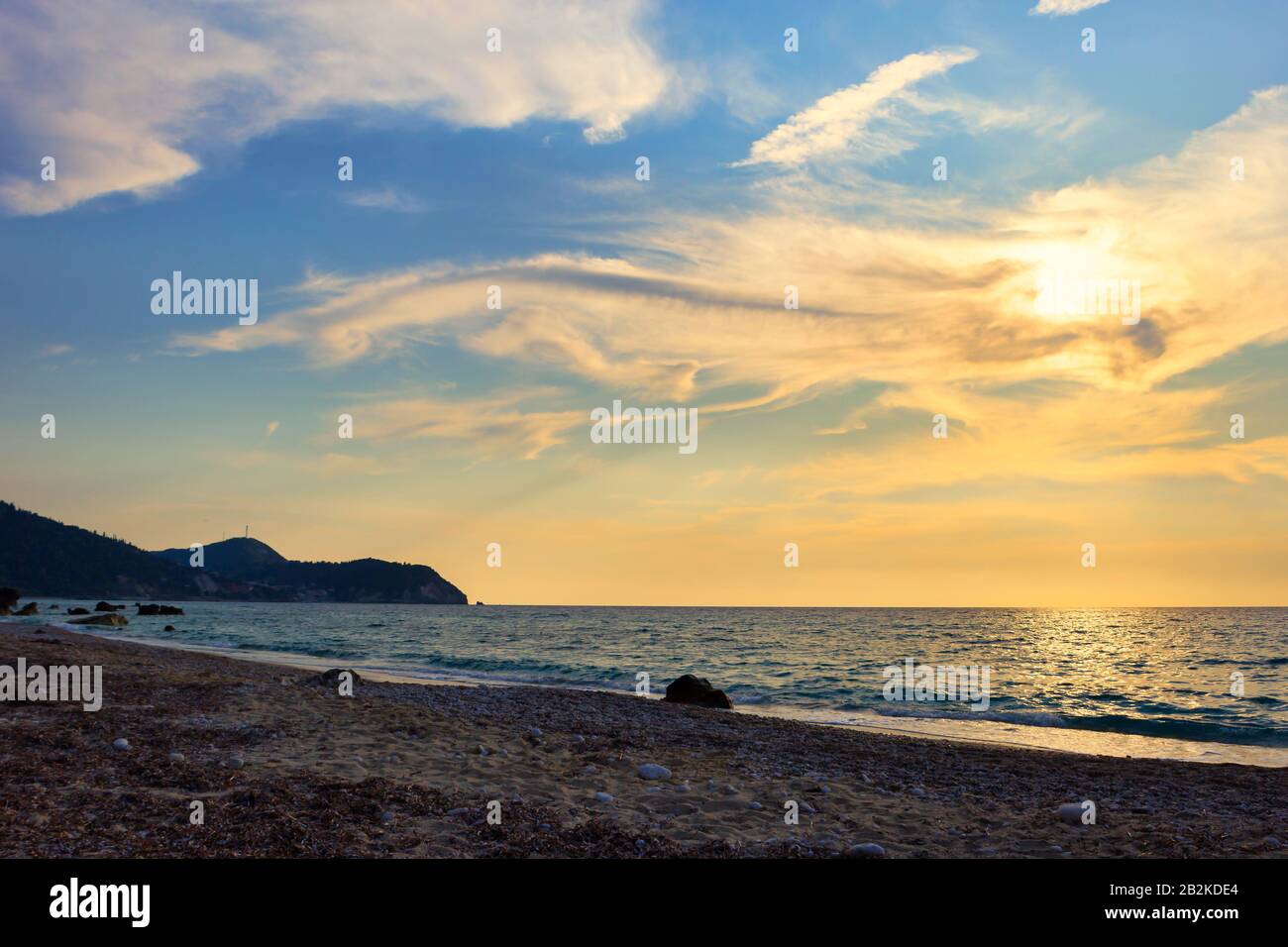 Beautiful colors of the sky at sunset over the sea, west coast of ...