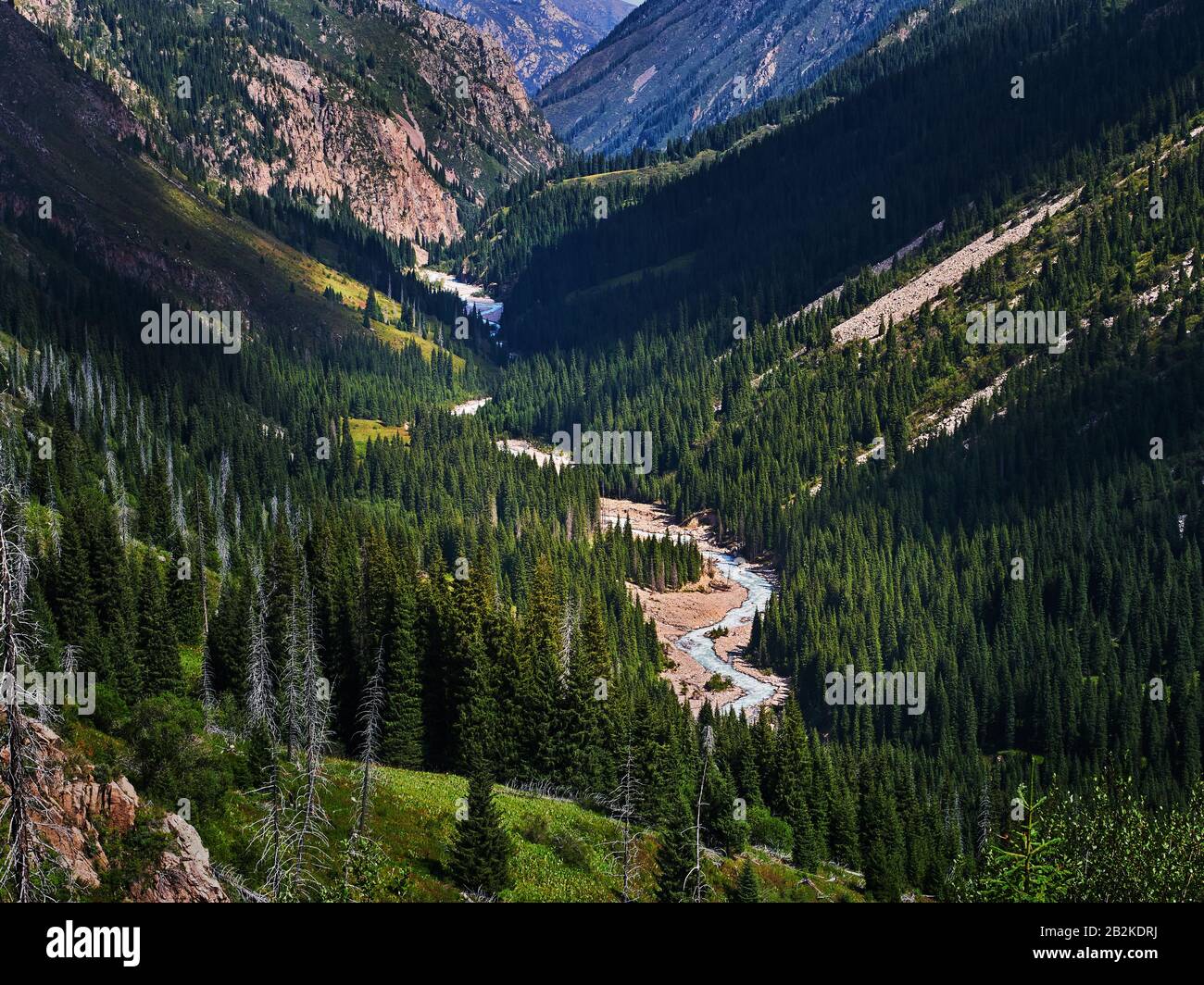 Mountain landscape. Tien Shan. The valley of the river Left Talgar ...