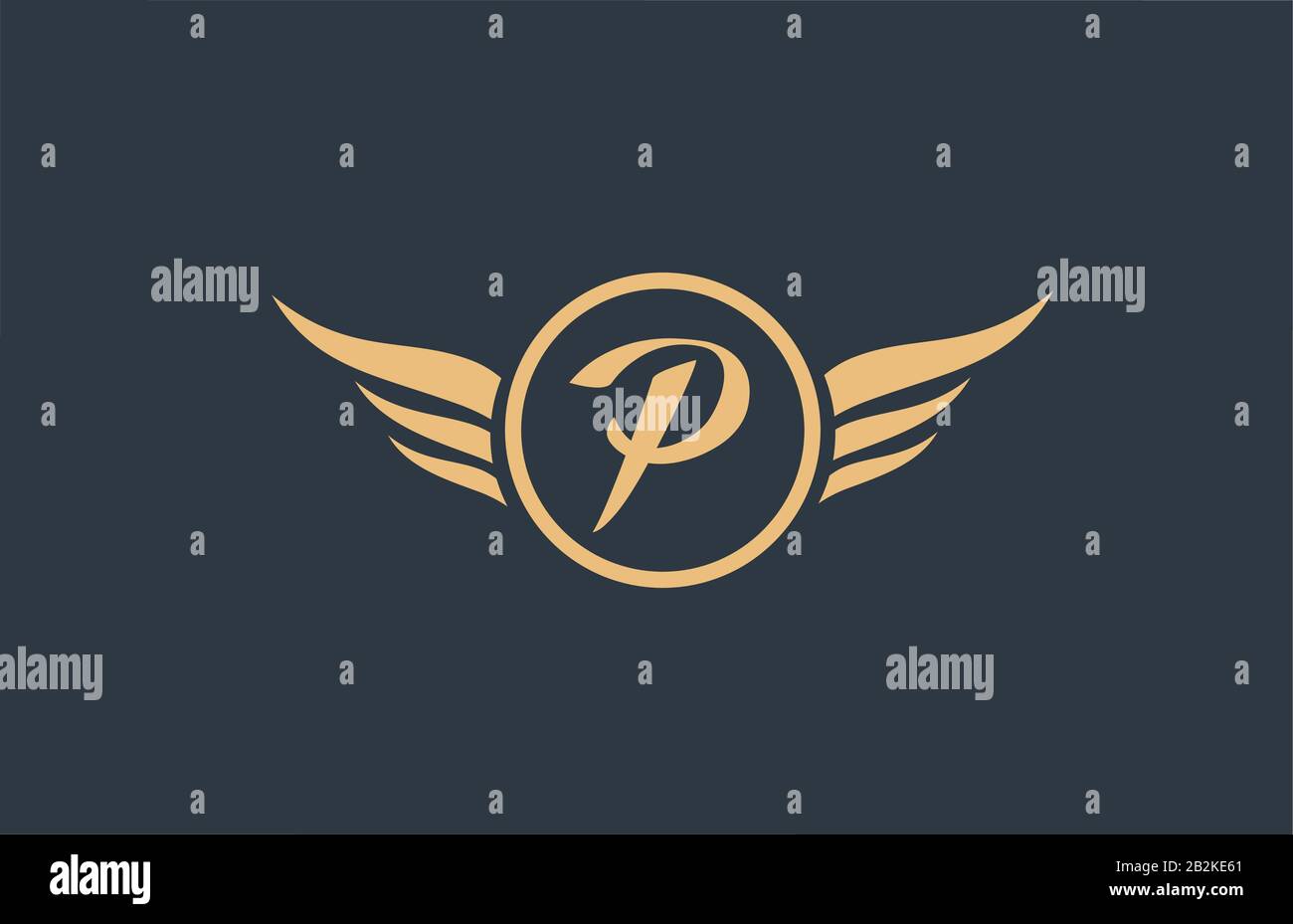 P yellow blue alphabet letter logo with wing wings icon and circle for ...