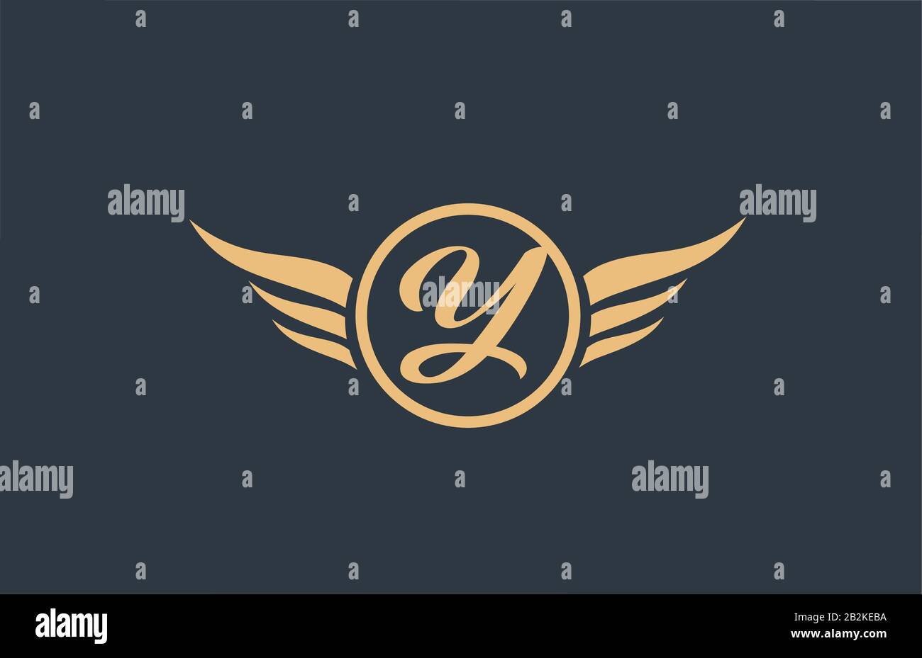 Y yellow blue alphabet letter logo with wing wings icon and circle for ...