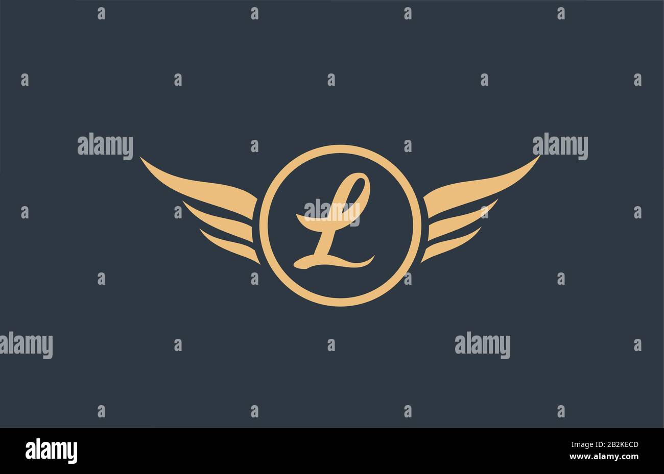 L yellow blue alphabet letter logo with wing wings icon and circle for ...