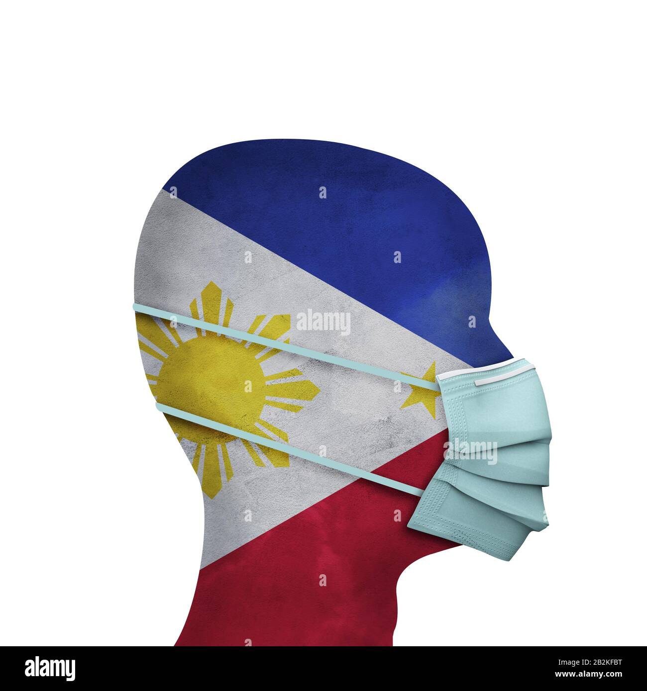 Philippines healthcare. Person with protective face mask. 3D Render ...