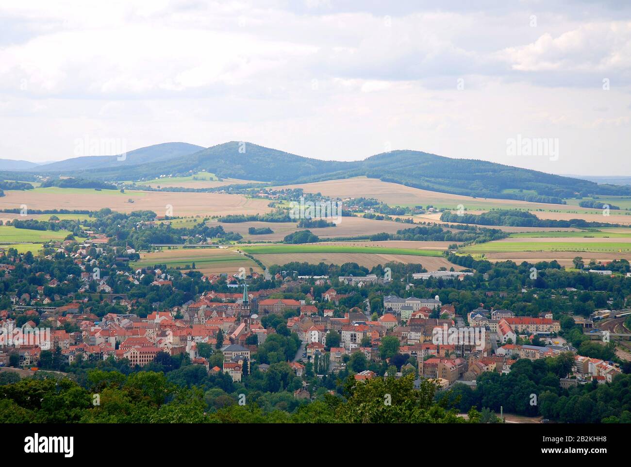 aerial view over the small town of Löbau in Germany Stock Photo - Alamy