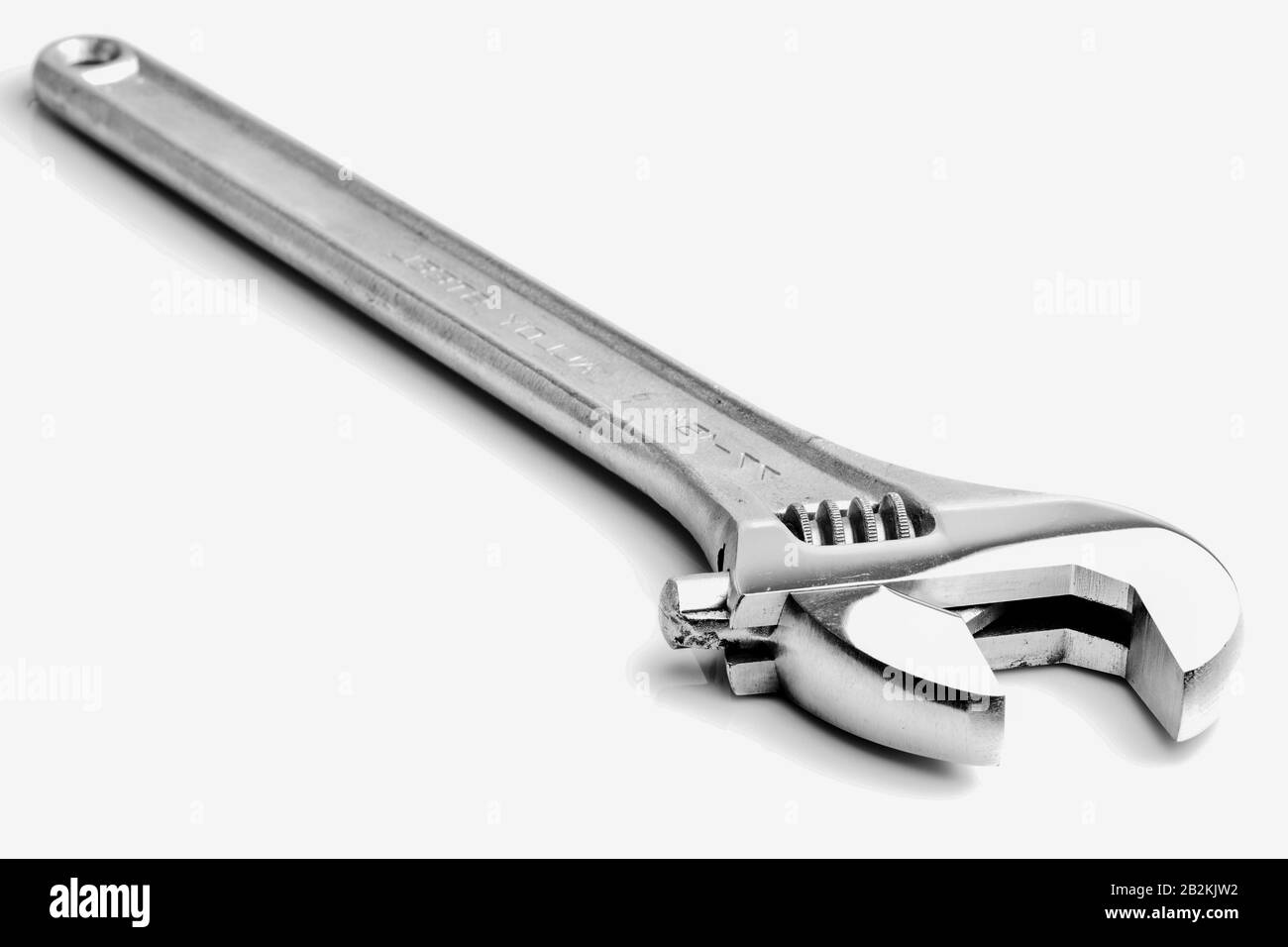 Adjustable Big Chrome Wrench Isolated On White Stock Photo - Alamy