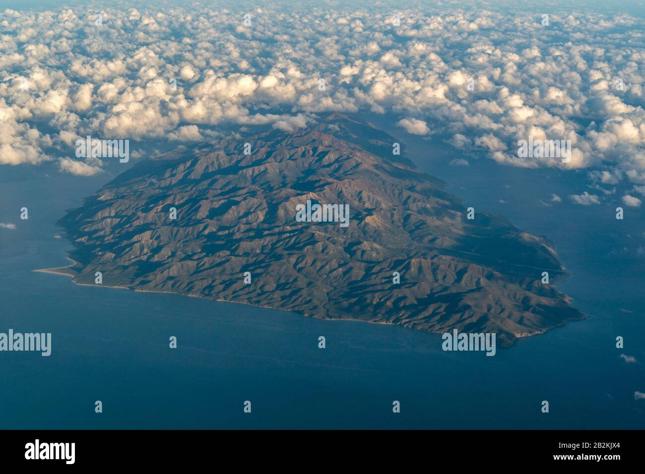 cerralvo island baja california sur mexico aerial view from airplan ...