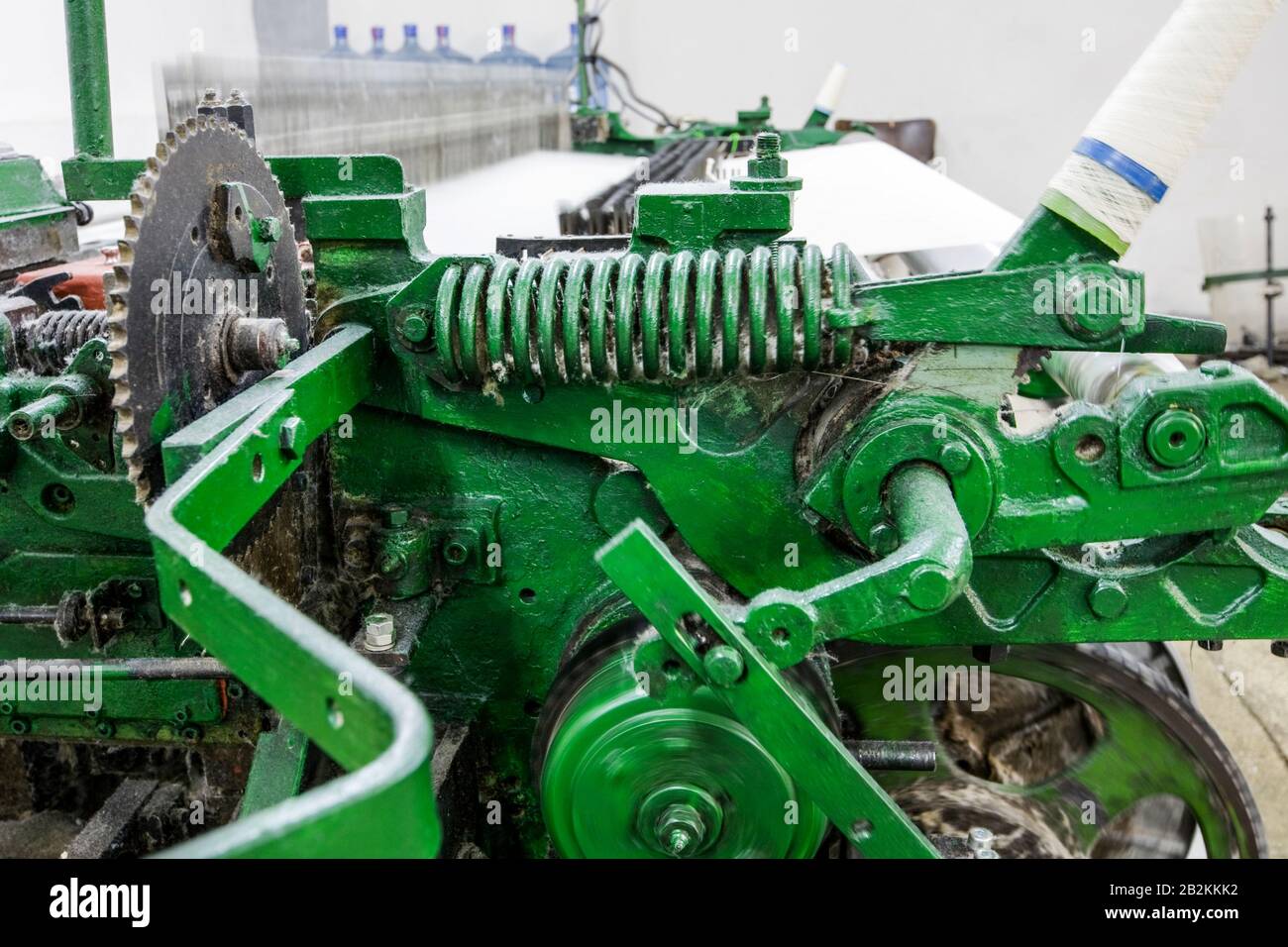 Weaving Machine Side View With A Large Mechanical Spring Stock Photo ...