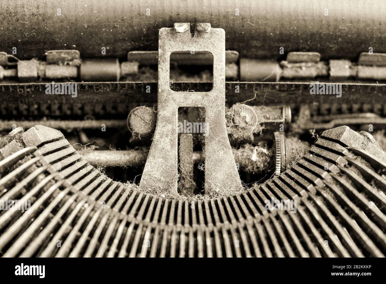 Detail Of A An Rusty Old Typewriter Mechanism Monochrome Stock Photo ...