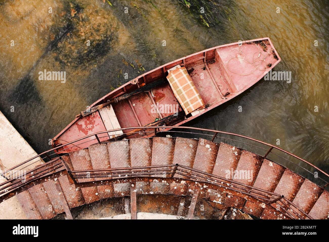 Rusted Boat Against Danube Water Aerial View Stock Photo - Alamy